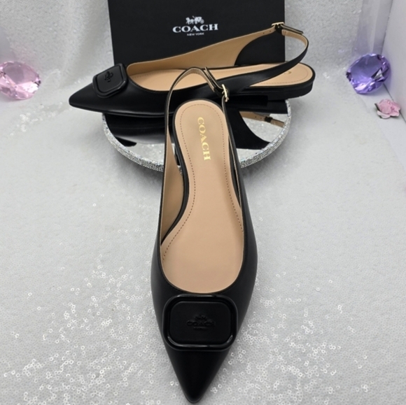 Coach | Shoes | Coach Veda Classic Slingback Flats Black Leather | Poshmark